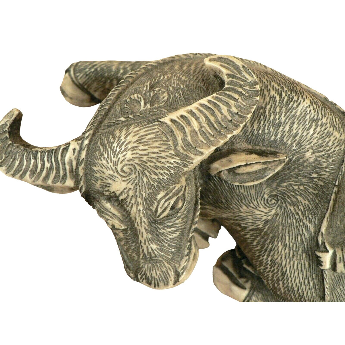 Asian Style Ox Figurine Sculpture In Etched Resin With Intricate Detai ...